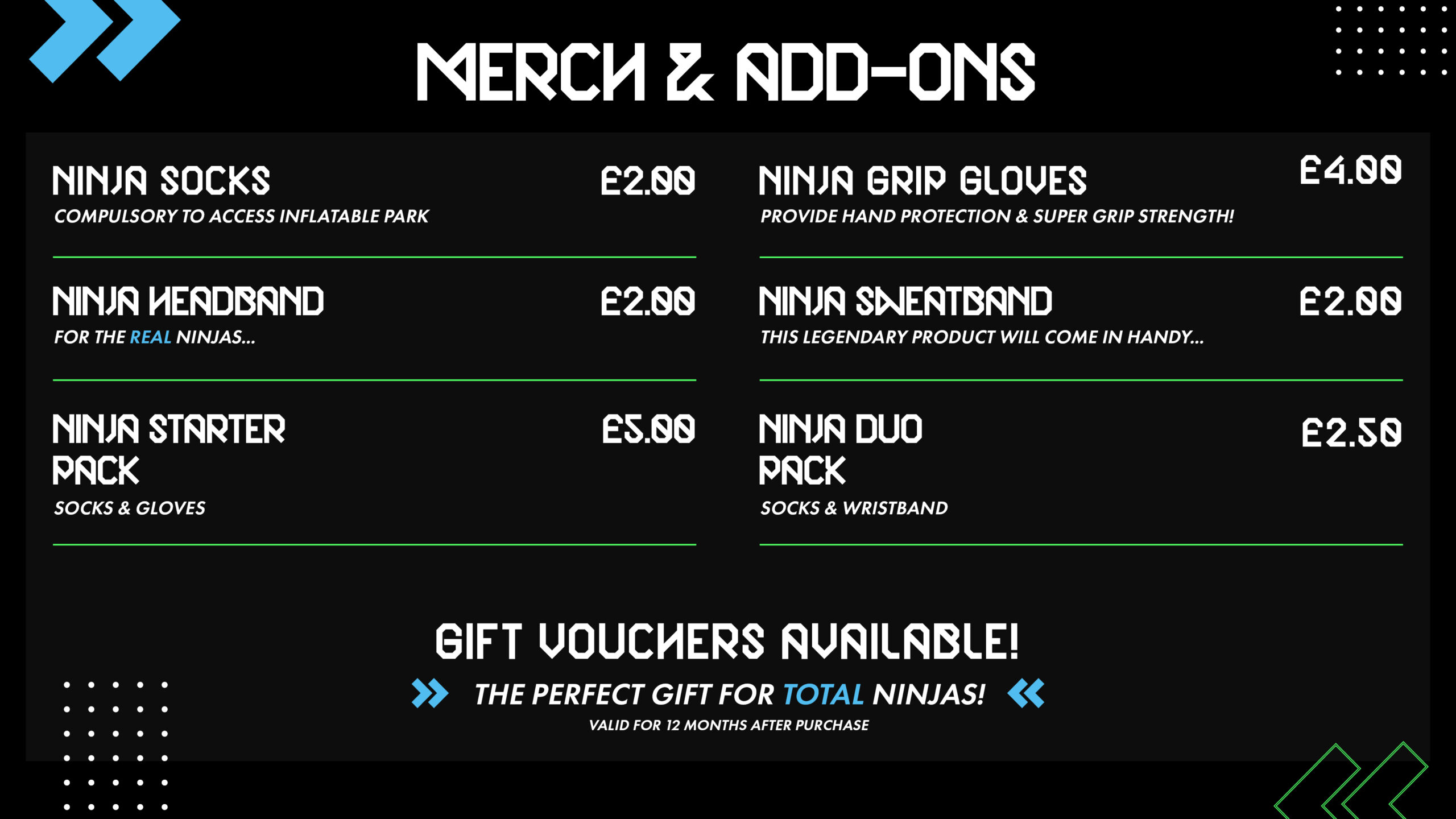 Merchandise | Total Ninja | Ninja Obstacle Park | Trafford Park, Manchester