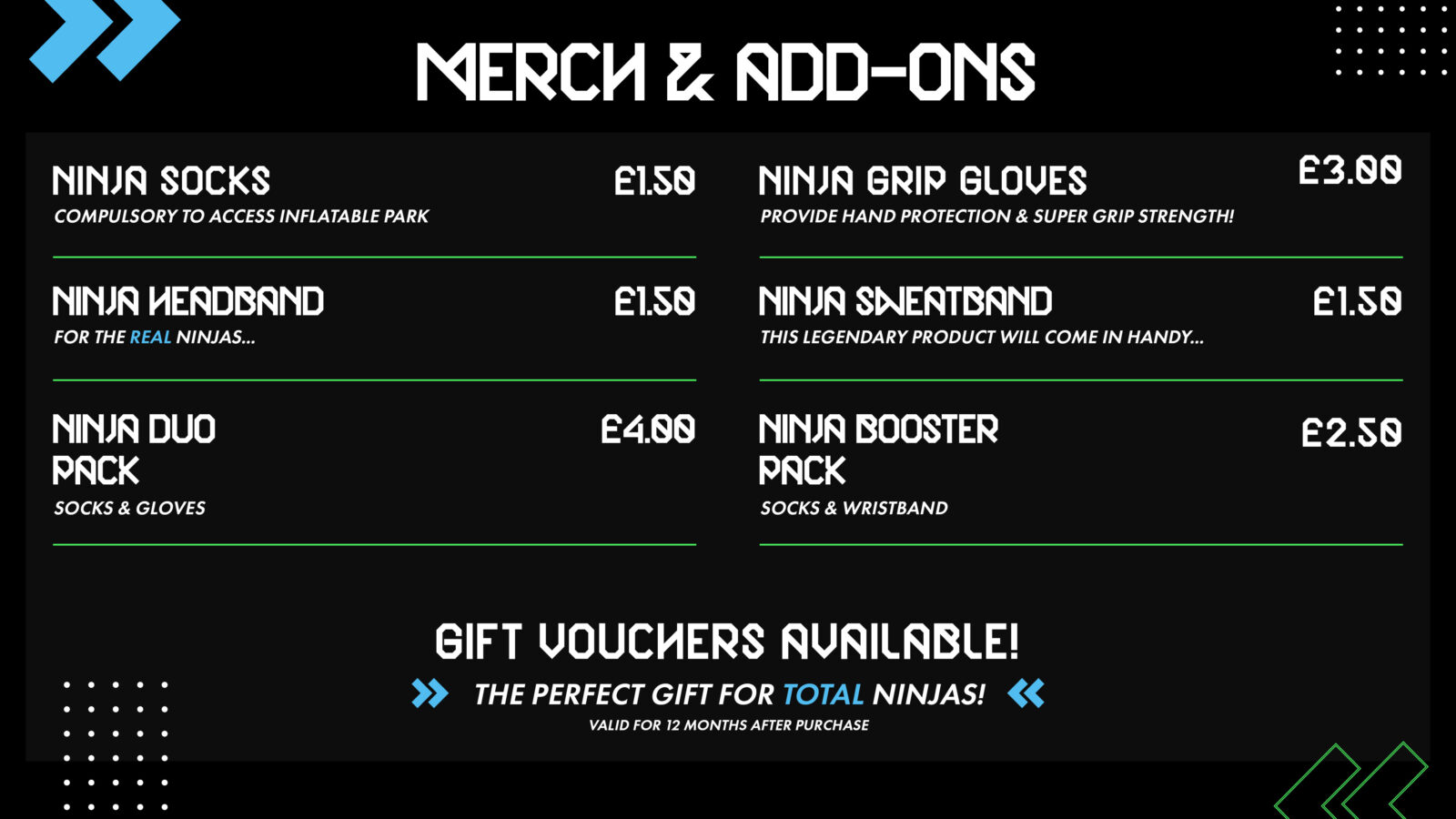 Merchandise | Total Ninja | Ninja Obstacle Park | Trafford Park, Manchester