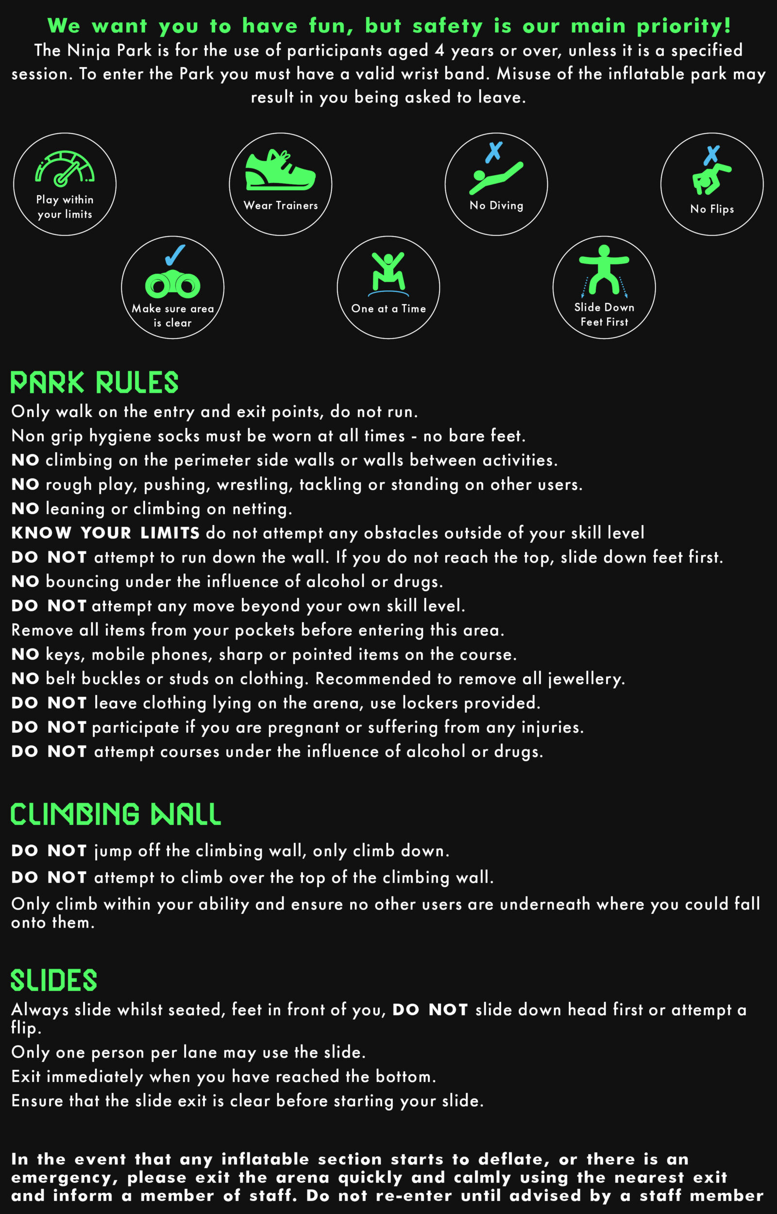 Safety | Total Ninja | Ninja Obstacle Park | Trafford Park, Manchester